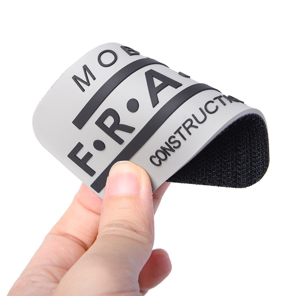 Rectangular Custom Logo 2D Embossed Soft PVC Rubber Hook and Loop ...